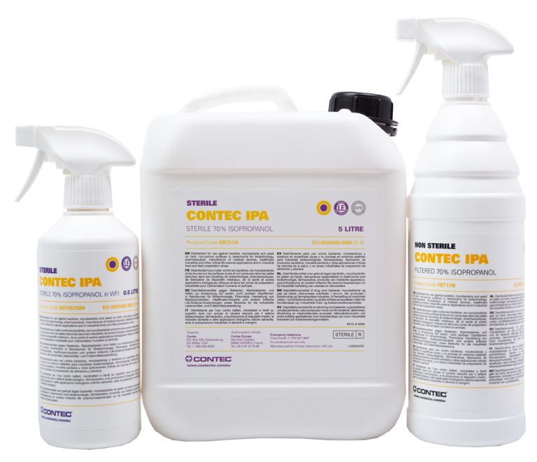 Solutions de désinfection salles propres : alcools, biocides, détergents...